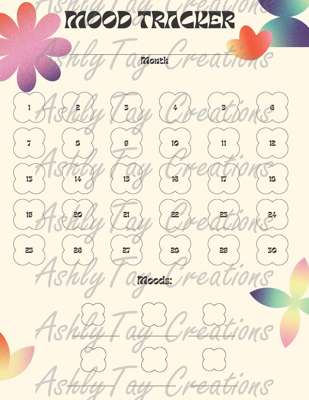 Modern Minimalist Gradient Mood Tracker Planner - Etsy