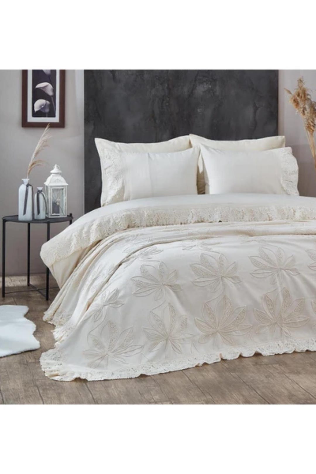 Magnolia Lace 7-piece Bedding Set With Summer Blanket Double Size - Etsy