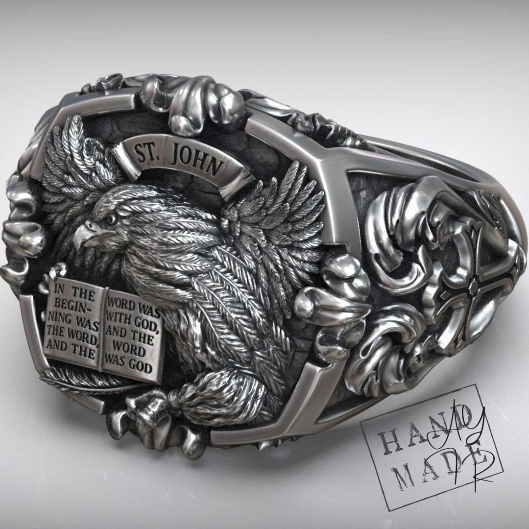Handmade St. John Eagle Signet Ring – Sterling Silver Apostle ...