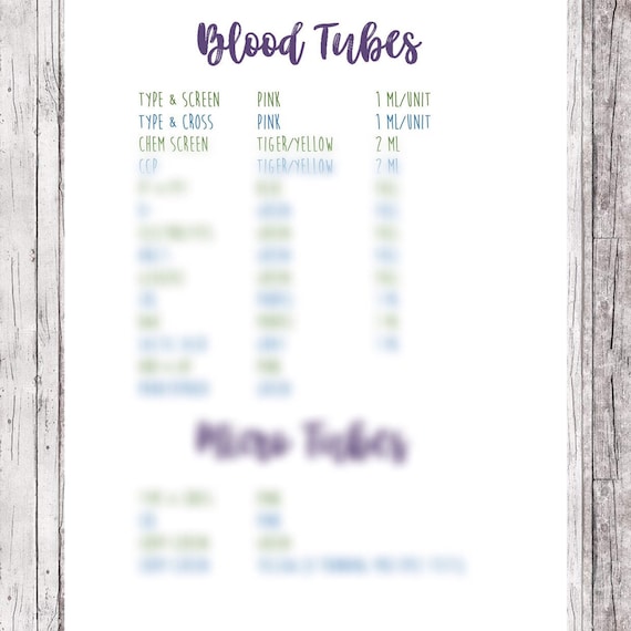 Blood Tubes Reference Sheet// Nursing School Notes - Etsy Australia