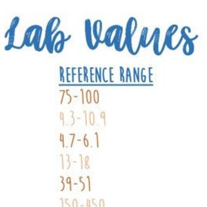 Lab Values Reference Sheet// Nursing School Notes - Etsy