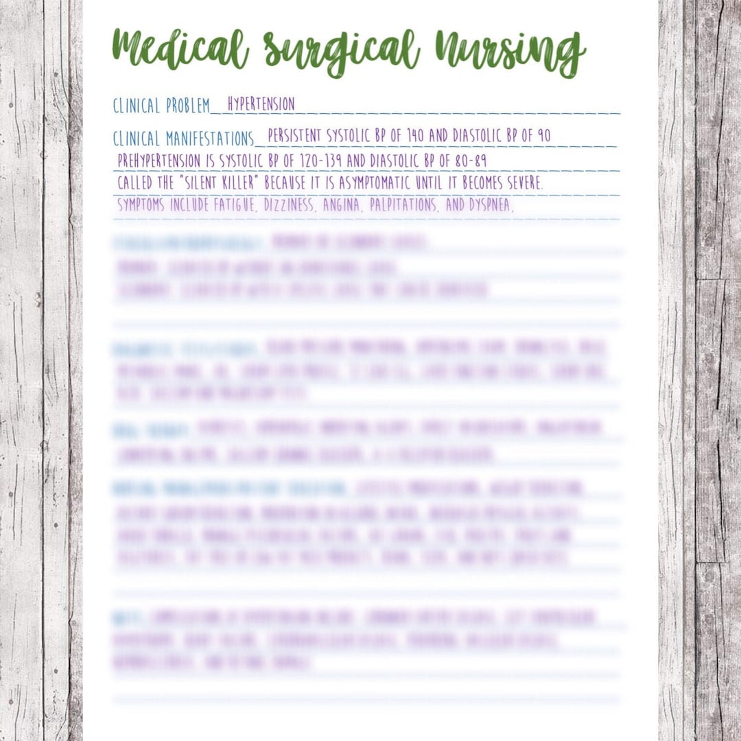 Hypertension Medical Surgical Worksheet // Med Surg Notes // Nursing ...