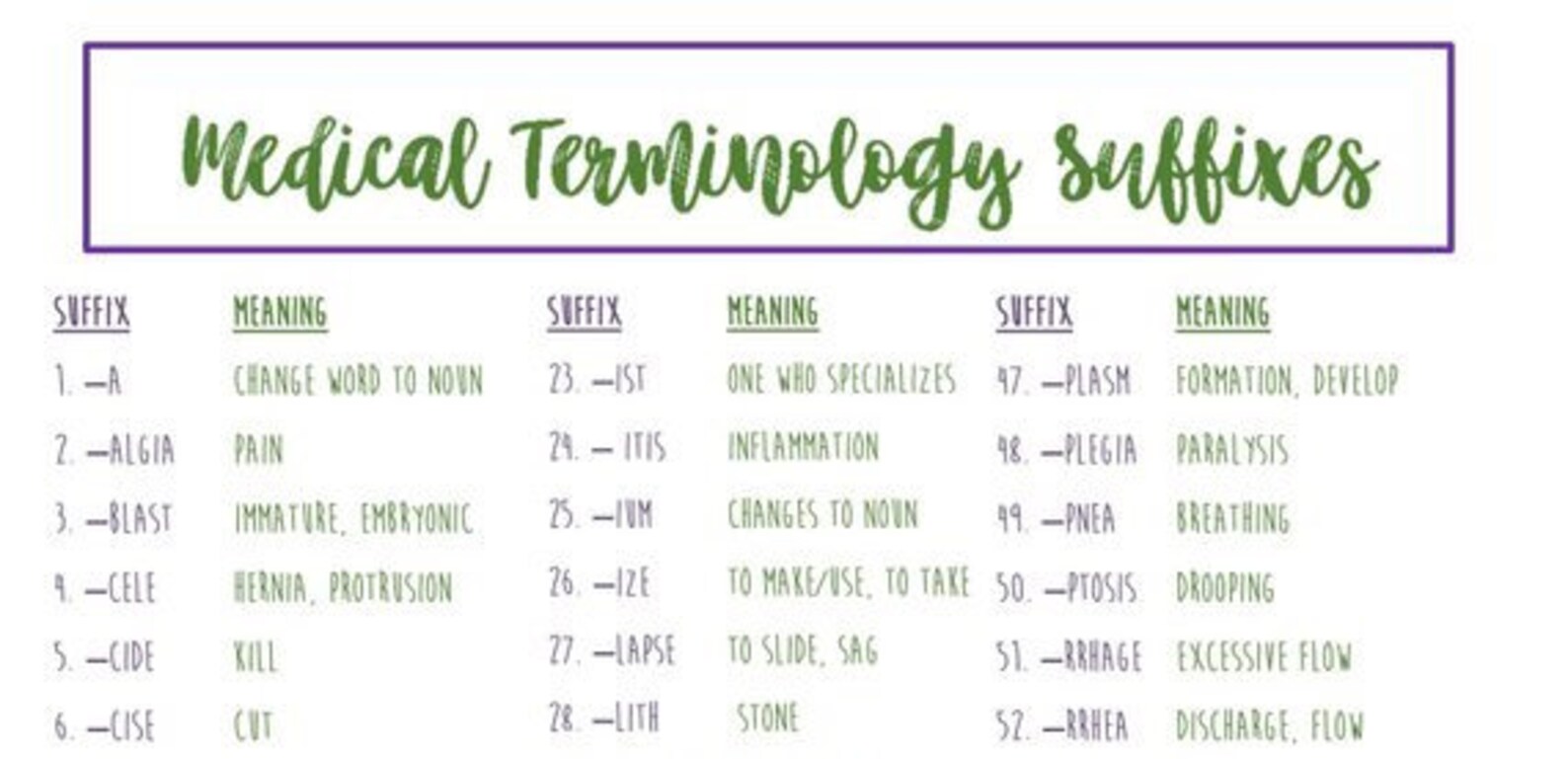 Medical Terminology Suffixes // Nursing School Medical Terminology ...