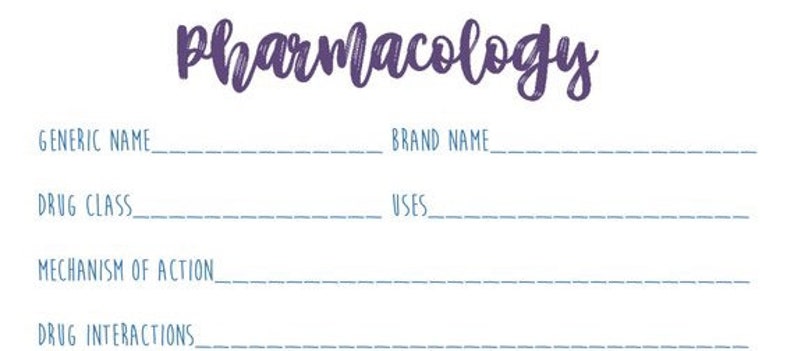 Pharmacology Drug List Worksheet // Nursing School Worksheet ...