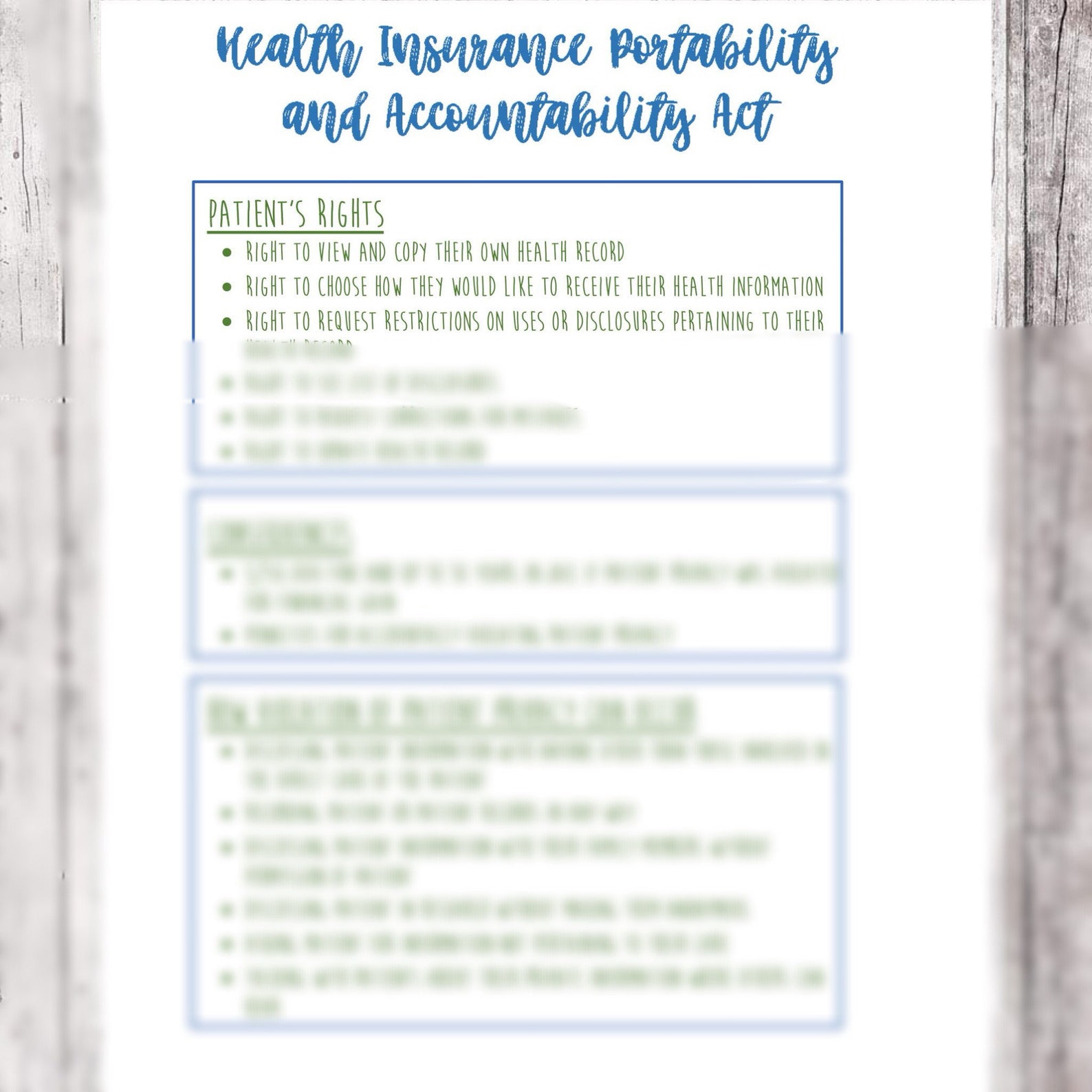 HIPAA Notes // HIPAA Information Sheet // HIPAA Reference Sheet - Etsy