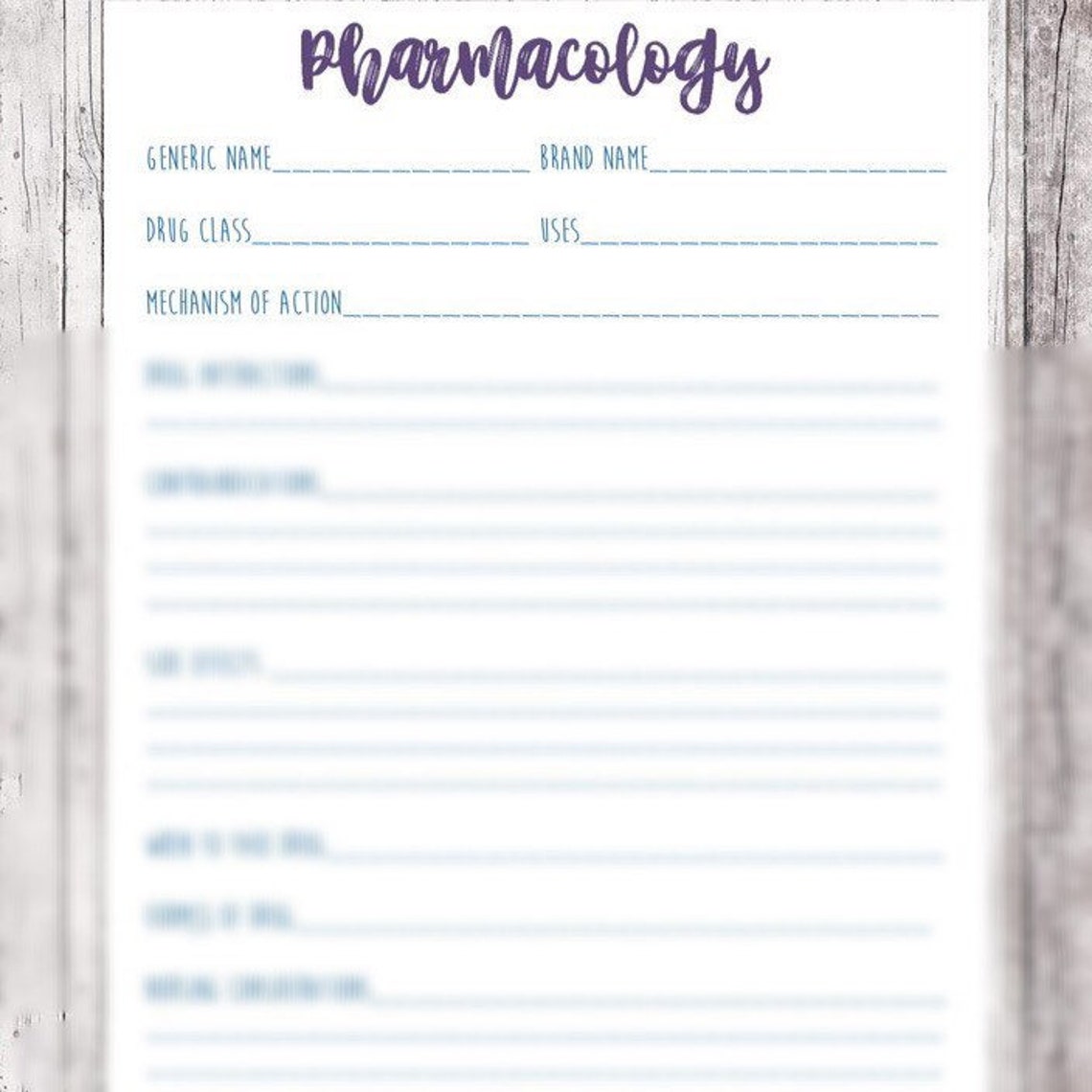 Pharmacology Drug List Worksheet // Nursing School Worksheet ...