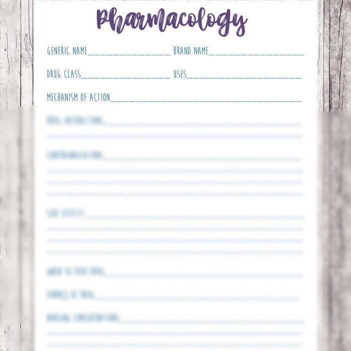 Pharmacology Drug List Worksheet // Nursing School Worksheet ...