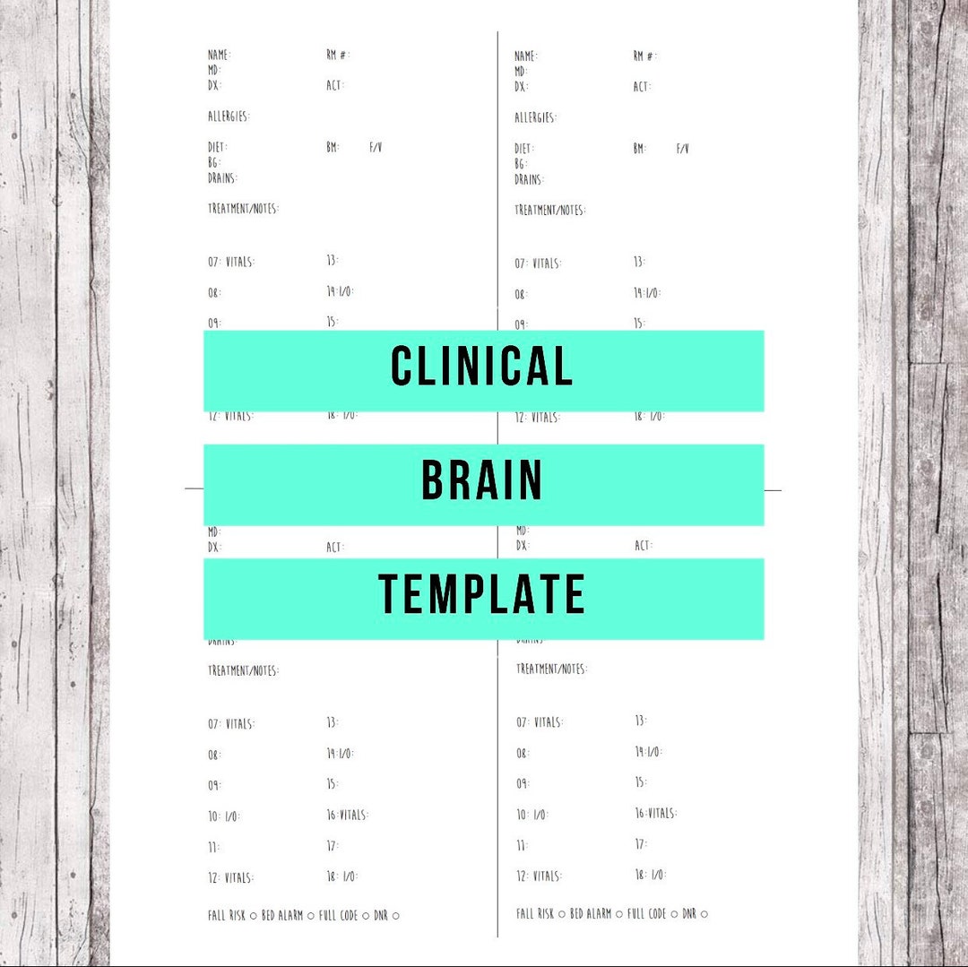 Clinical Brain Template Worksheet // Nursing School Worksheet ...