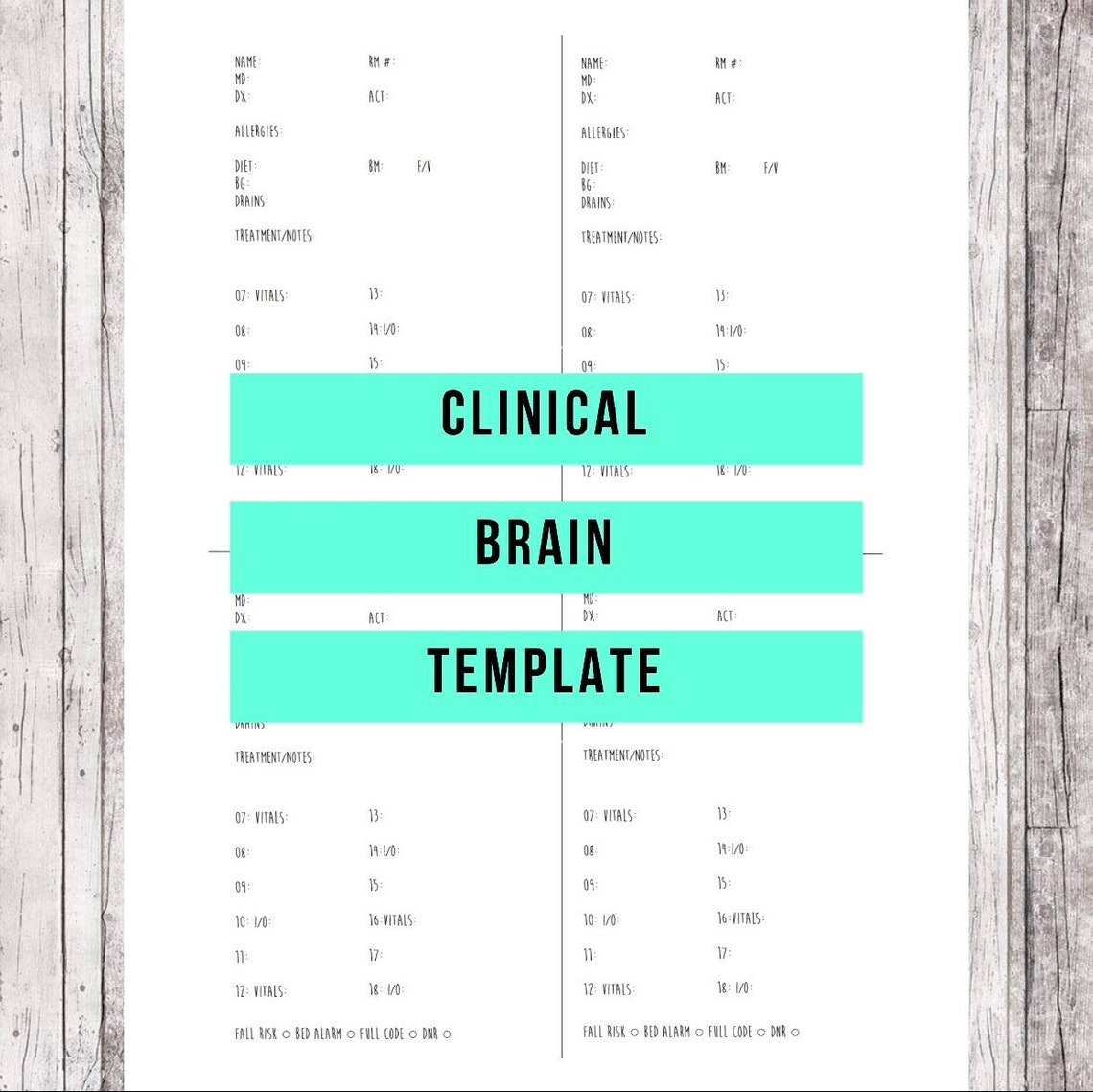 Clinical Brain Template Worksheet // Nursing School Worksheet ...