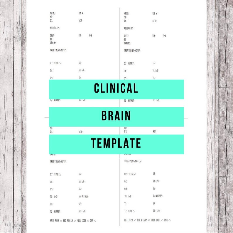 Clinical Brain Template Worksheet // Nursing School Worksheet ...