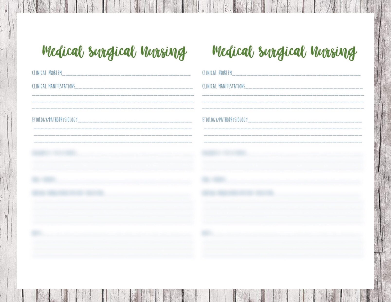 Medical Surgical Template Worksheet // Med Surg Notes // Nursing School ...