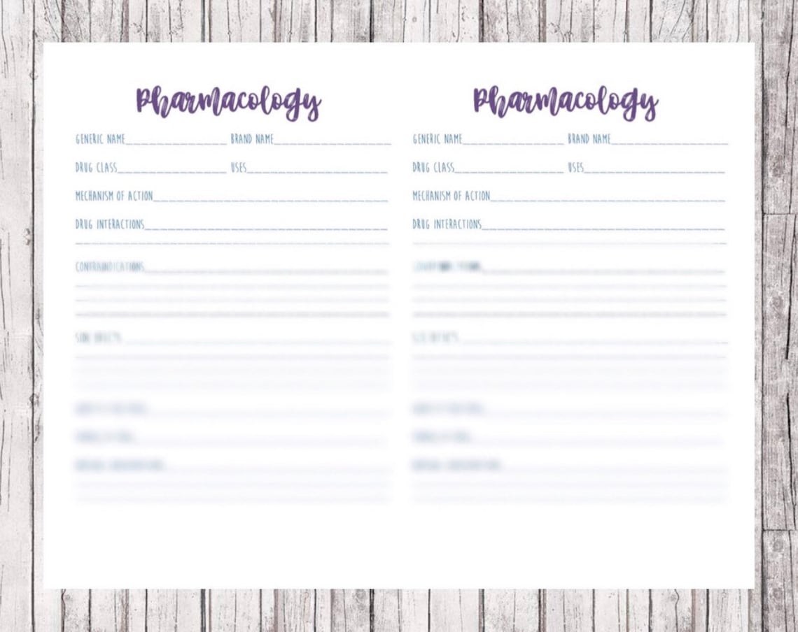 Pharmacology Drug List Worksheet // Nursing School Worksheet ...