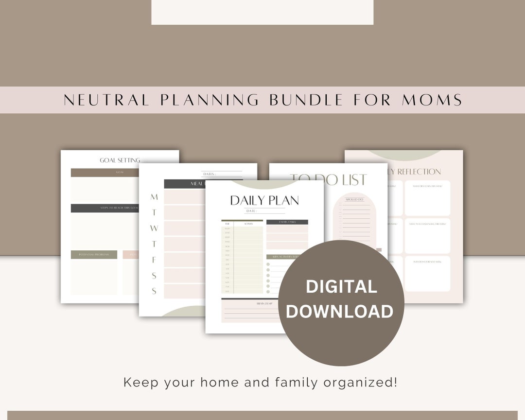 Neutral Mom Planner, Printable Family Planner, Family Organization ...
