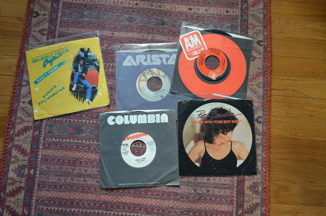 VINTAGE 1980's 1980s HIT 45 RPM Record Bundle 5 45 Rpms Single Hits ...