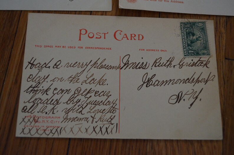 Postcards Paper ANTIQUE 1907 Edwardian Era Lake George New York ...