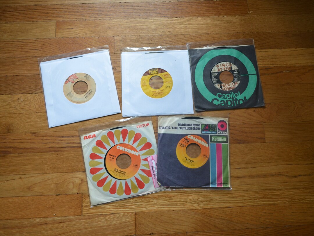 VINTAGE 1970's 1970s VINYL Record Bundle 5 45 RPM Records Wings Eric ...