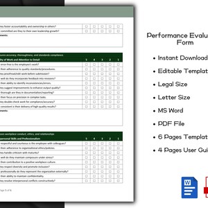Performance Evaluation Form Editable and Printable Templates | HR ...