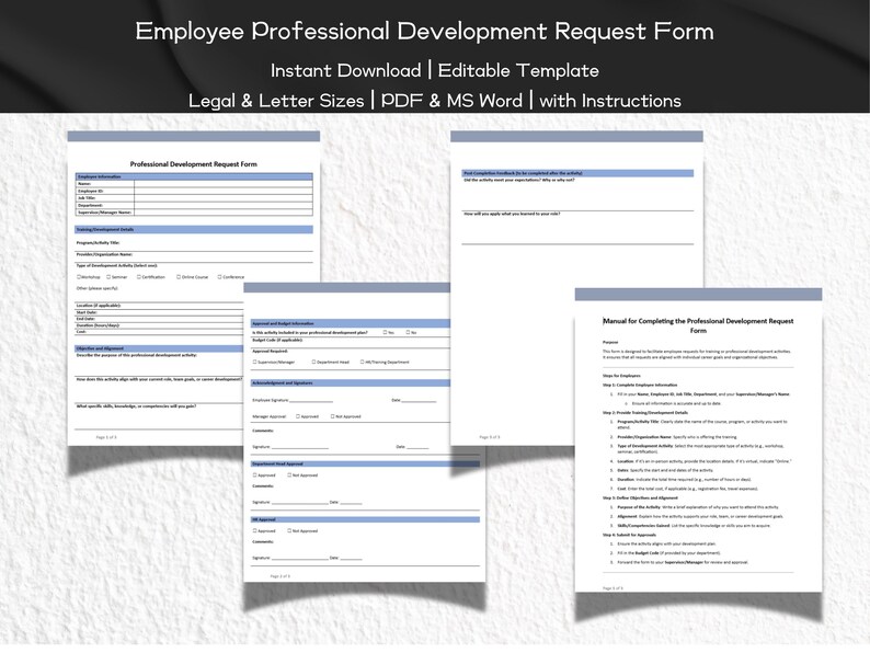 Employee Professional Development Request Form Editable and Printable ...