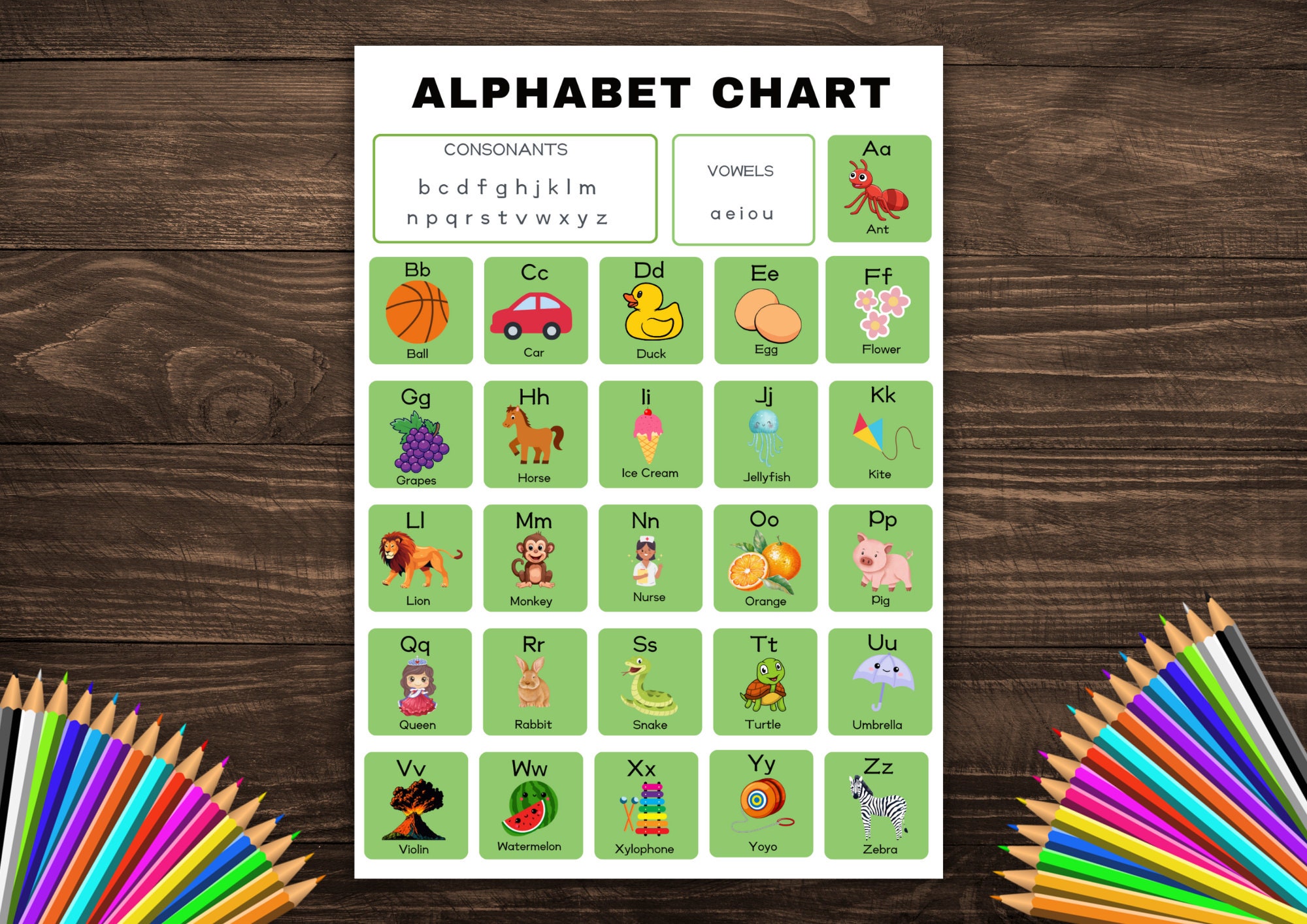 Printable Alphabet Poster and Letter With Images Flashcards | Printable ...