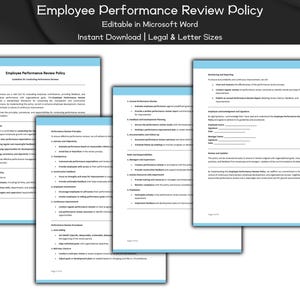 Employee Performance Review Policy Editable Template | Human Resource ...