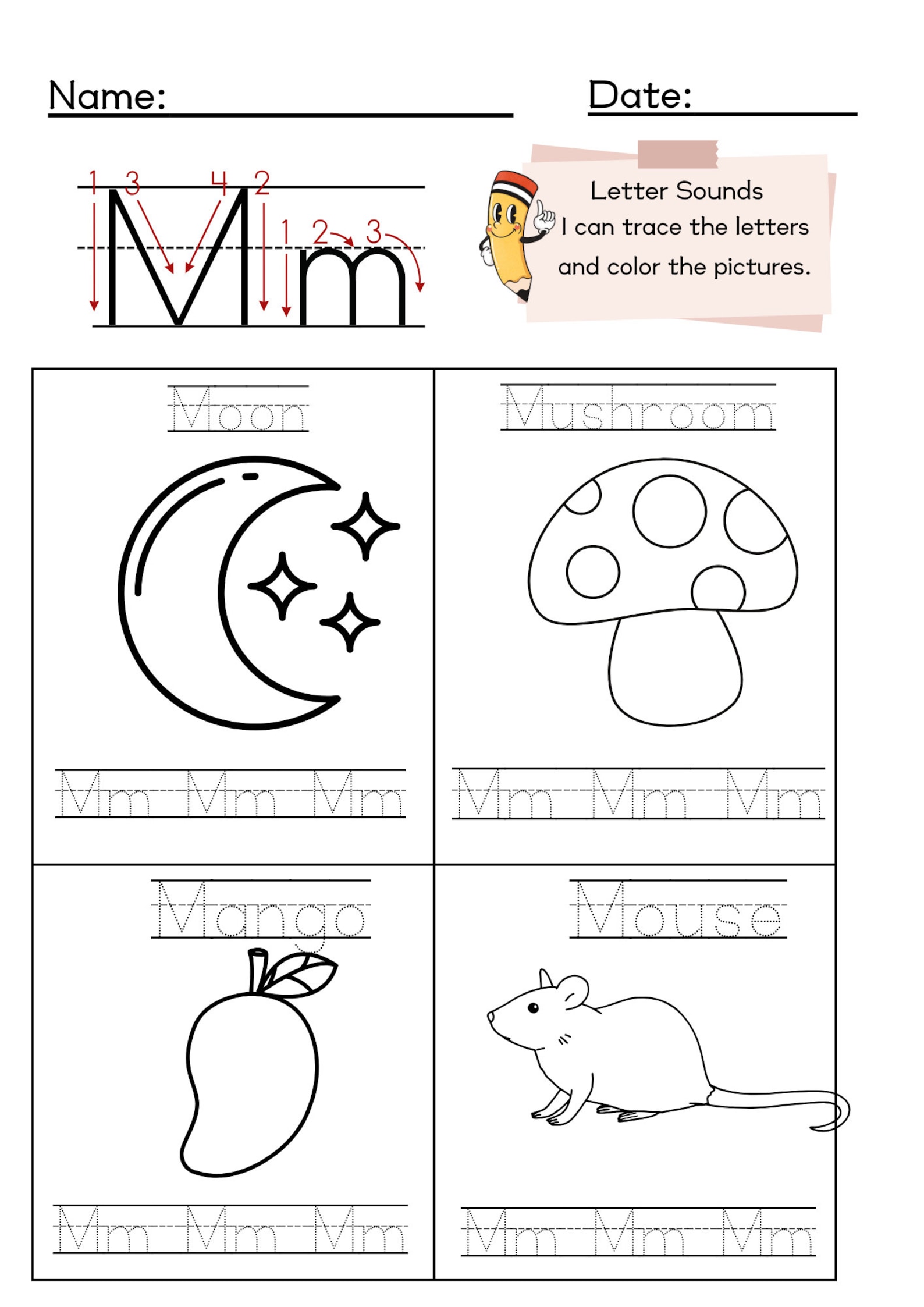 26 Alphabet Letter Sounds Worksheets Printable Beginning Sound ...