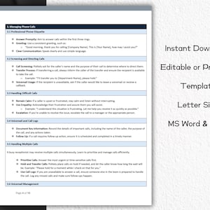 Front Desk Receptionist Handbook Editable Template | Professional ...