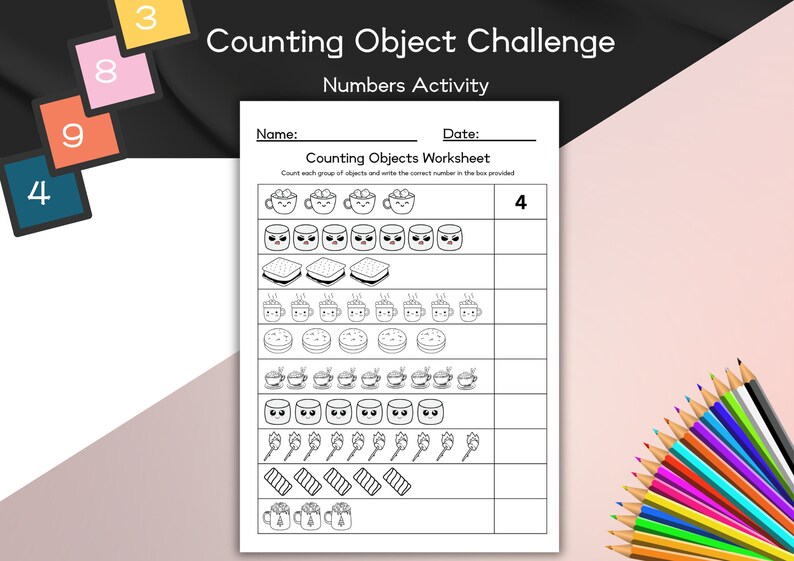 Printable Counting Objects Activity Worksheet | Home School Activity ...