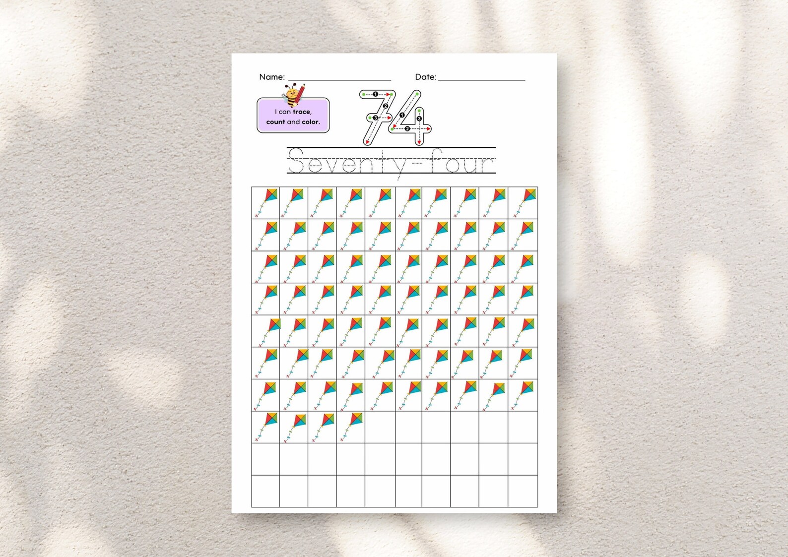 Printable 0 to 100 Numbers Trace Count and Color Activity - Etsy