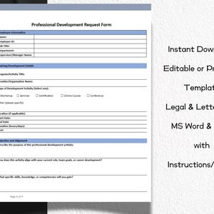Employee Professional Development Request Form Editable and Printable ...