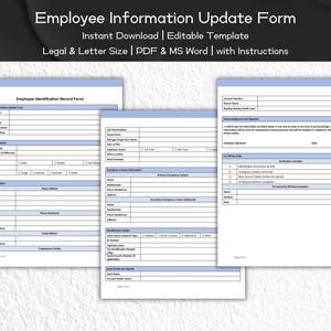 Employee Identification Record Form Editable and Printable Template ...