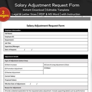 Salary Adjustment Request Form Editable and Printable Template ...