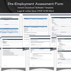 Pre-employment Assessment Form Editable and Printable Template ...