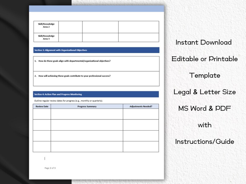 Employee Goal Setting Form Editable and Printable Template ...