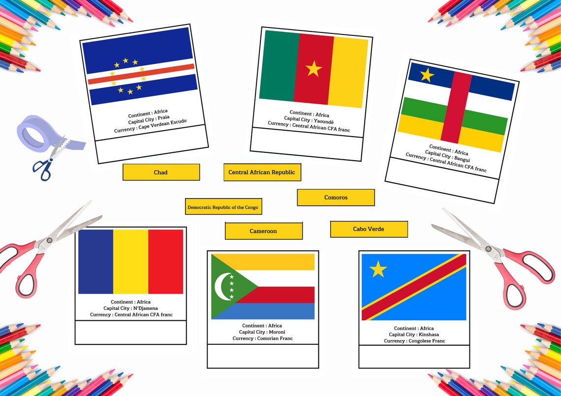 196 Country Flag Flashcard Printable | Match the Flag and Name Activity ...