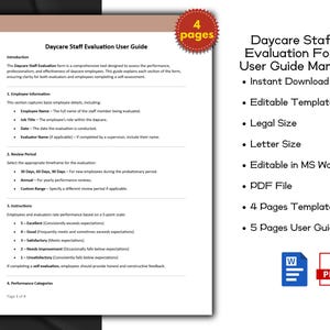 Daycare Staff Evaluation Form Printable and Editable Template ...
