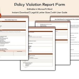 Policy Violation Report Form – Editable and Printable HR Template for ...