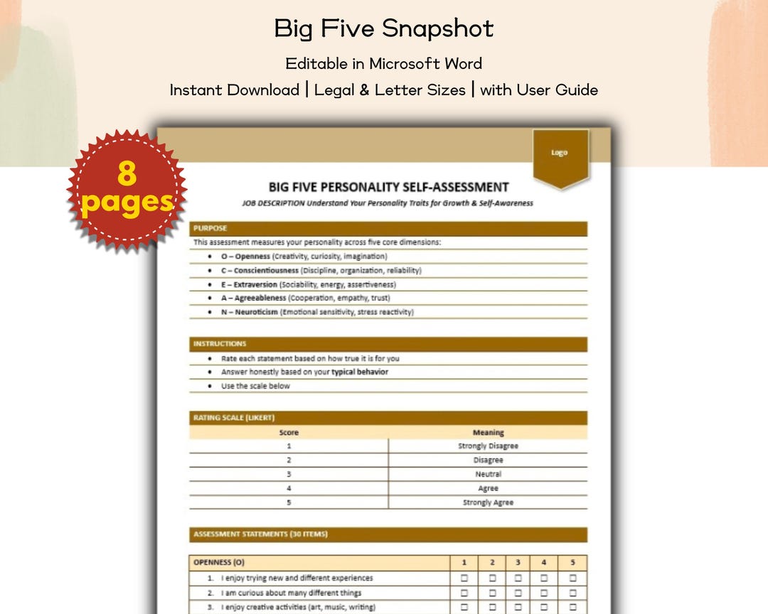 Big Five Personality Snapshot | OCEAN Traits Coaching Assessment ...