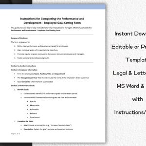 Employee Goal Setting Form Editable and Printable Template ...