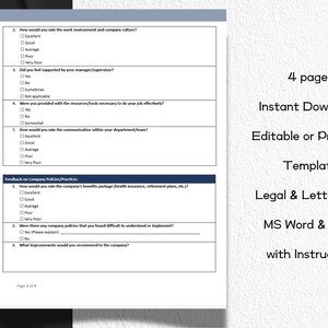 Employee Exit Interview Form Editable and Printable Template | HR ...