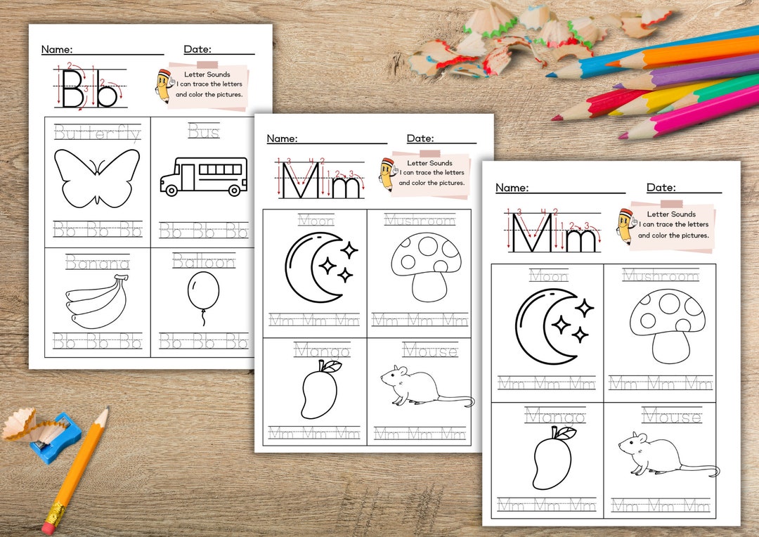 26 Alphabet Letter Sounds Worksheets Printable | Beginning Sound ...