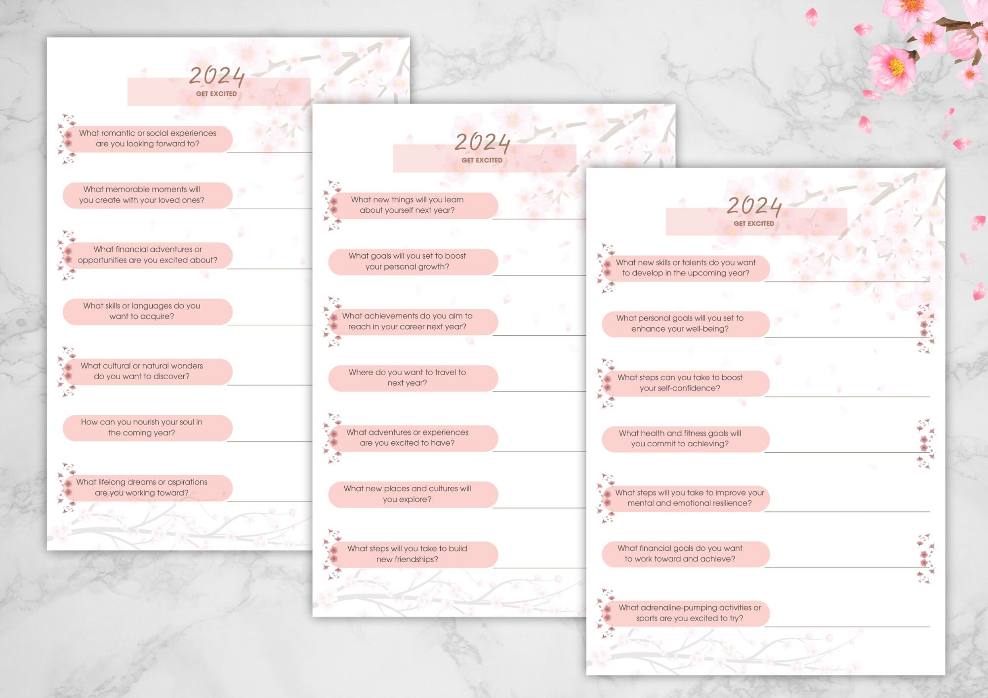 2024 Cherry Blossom Themed Calendar & Planner Your Year of Growth and ...