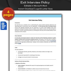 Exit Interview Policy Editable Template | Human Resource Policy ...