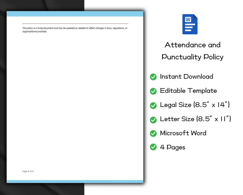 Attendance and Punctuality Policy Editable Template | Human Resource ...