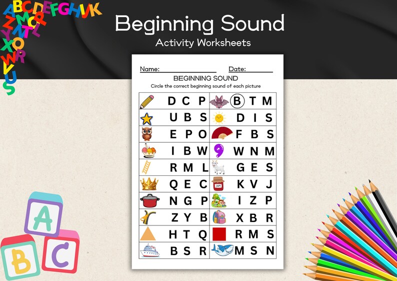 Printable Beginning Sound Letters Activity Worksheet Home School ...