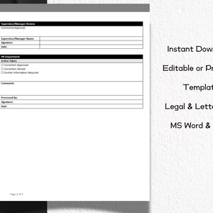 Attendance Correction Form Editable and Printable Template | HR ...