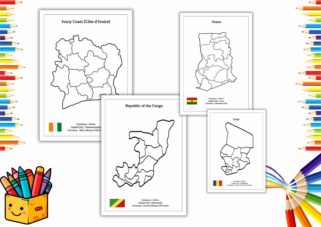196 Printable Country Maps Coloring Pages for Kids - Etsy