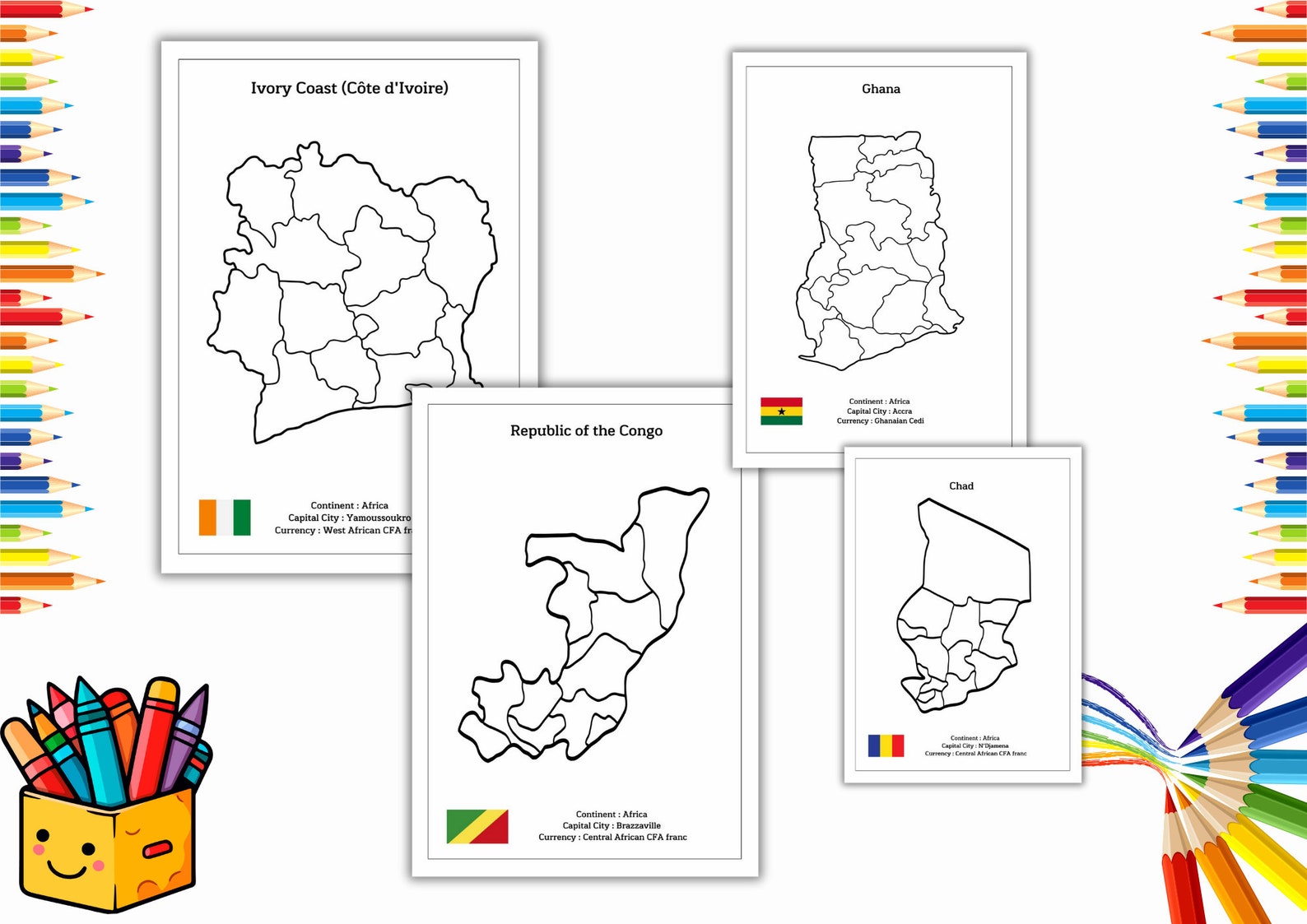 196 Printable Country Maps Coloring Pages for Kids - Etsy