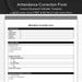 Attendance Correction Form Editable and Printable Template | HR ...