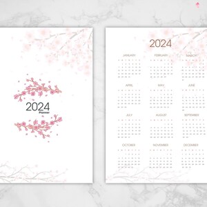 2024 Cherry Blossom Themed Calendar & Planner Your Year of Growth and ...