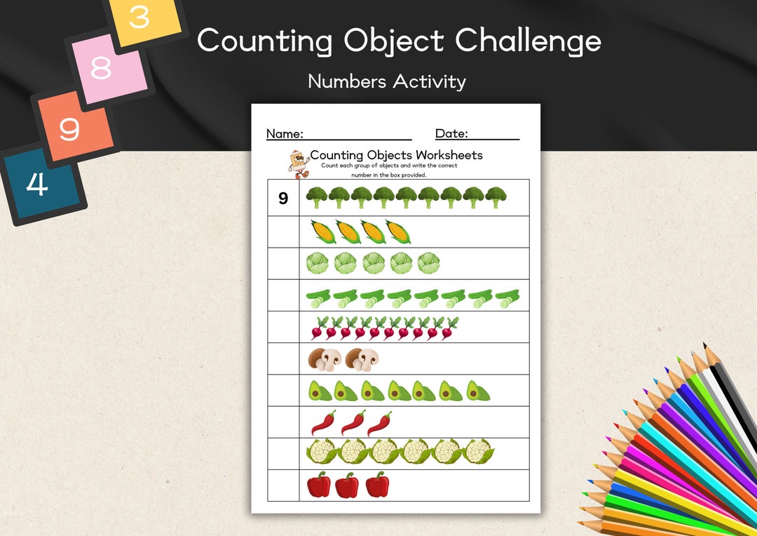 Printable Counting Objects Worksheet - Etsy